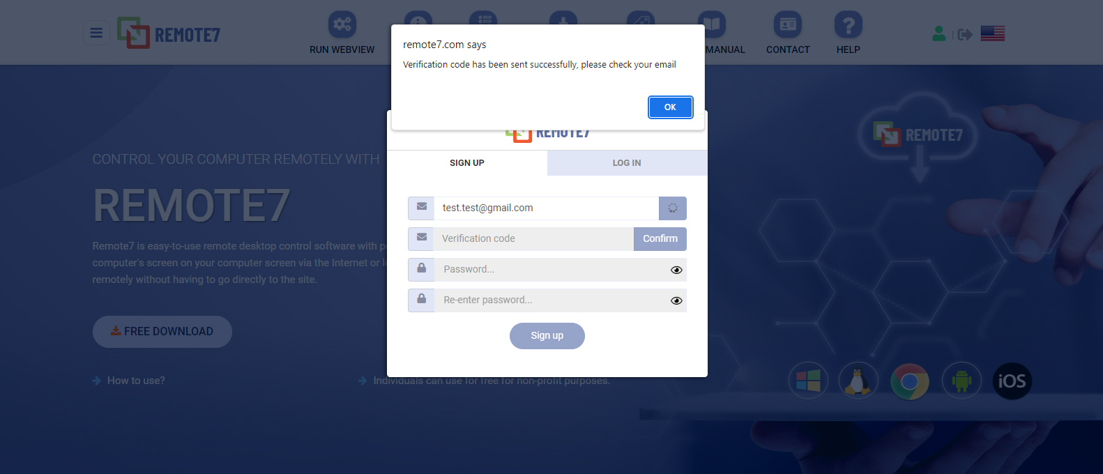 Registering an account | Remote7